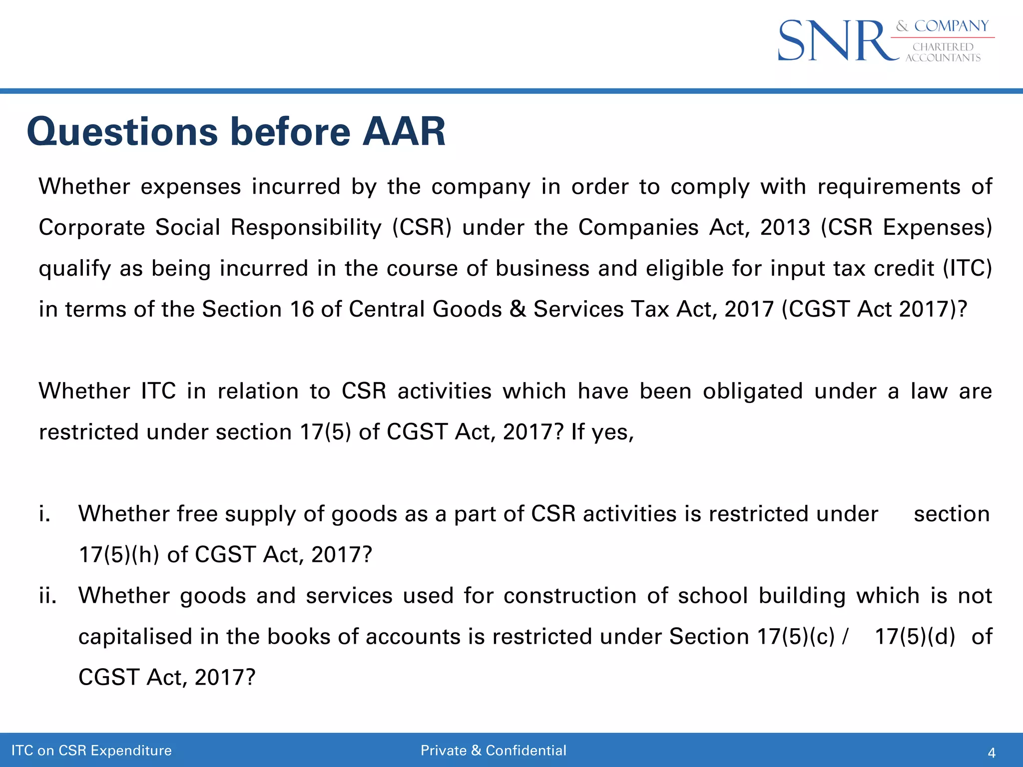 Itc on csr expenditure | PDF