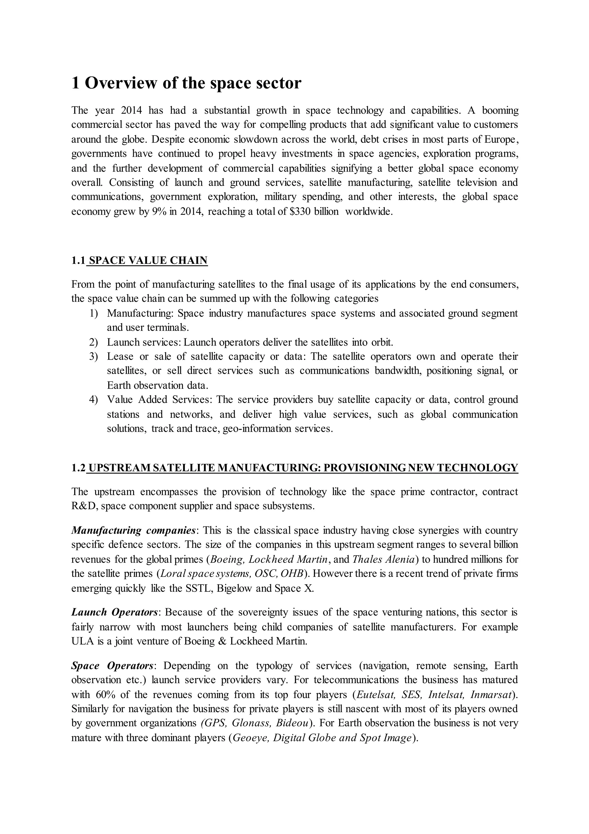 Satellite manufacturing~upstream & downstream analysis | DOCX