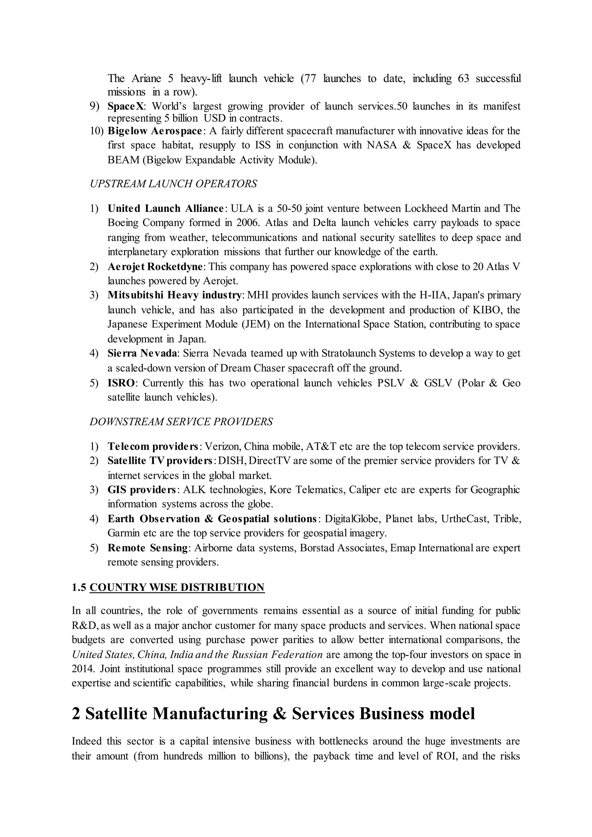Satellite manufacturing~upstream & downstream analysis | DOCX