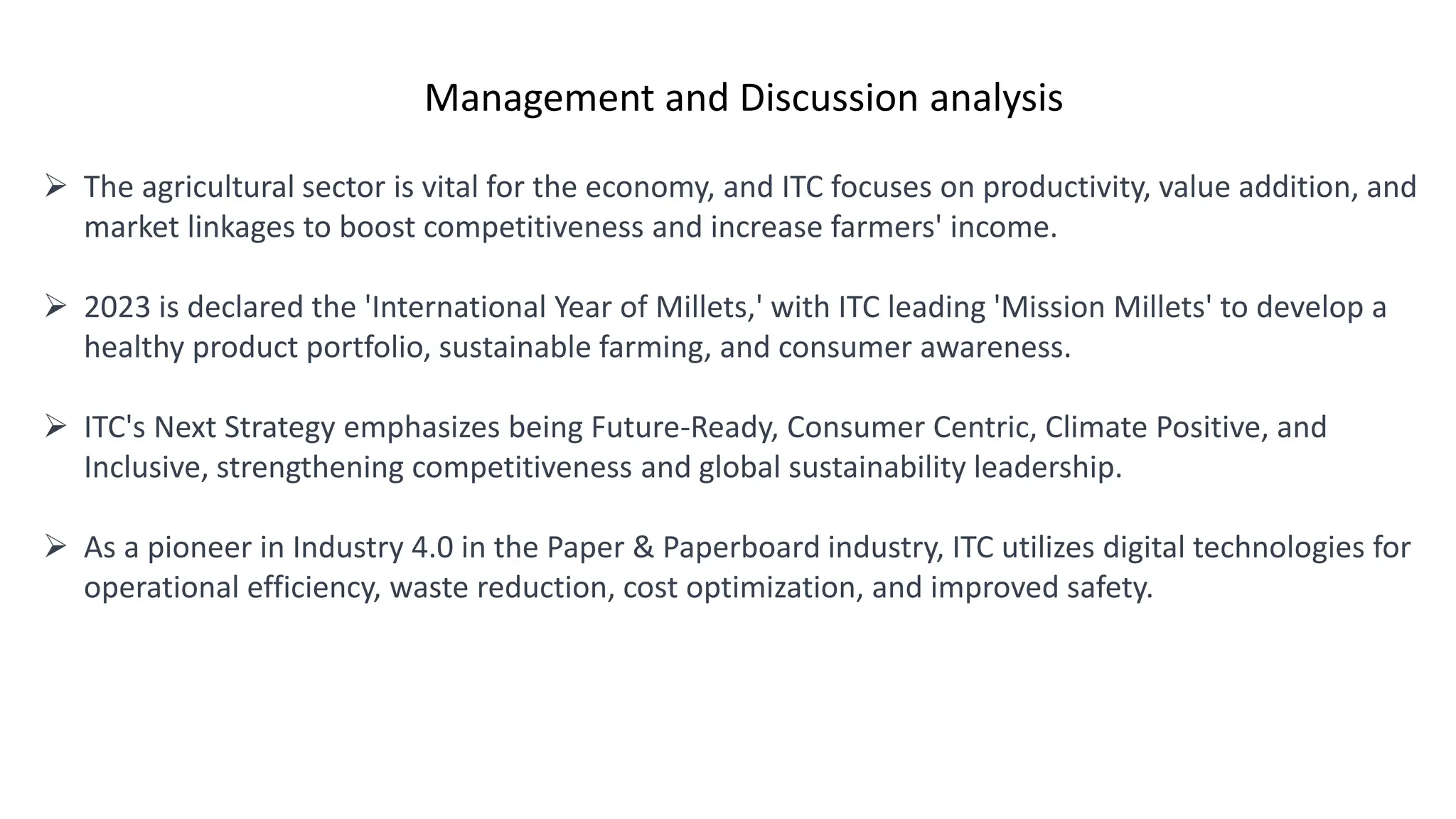 ITC PPT.pptx itc report their csr activities and management discussion analysis covered | PPT
