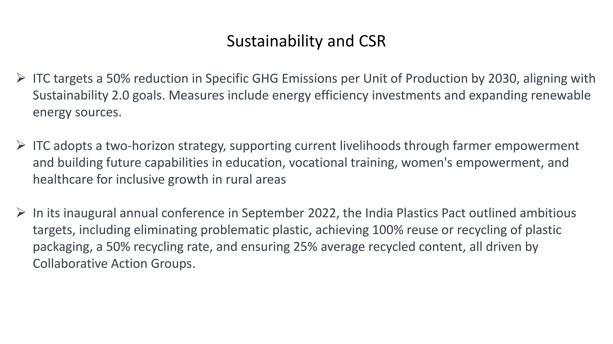 ITC PPT.pptx itc report their csr activities and management discussion analysis covered | PPT