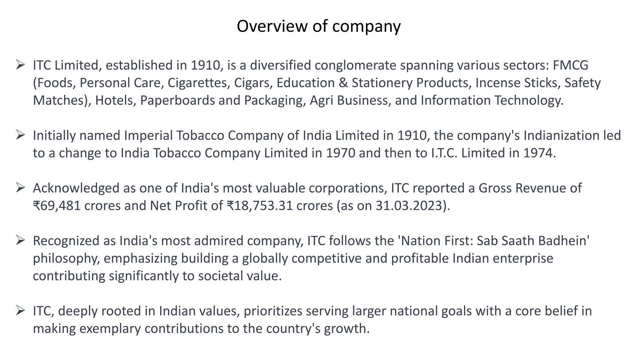ITC PPT.pptx itc report their csr activities and management discussion analysis covered | PPT