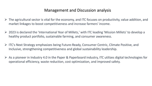 ITC PPT.pptx itc report their csr activities and management discussion ...