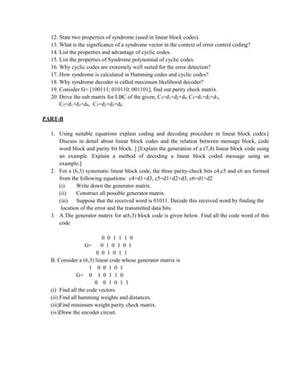 Information Theory and Coding Question Bank | DOC