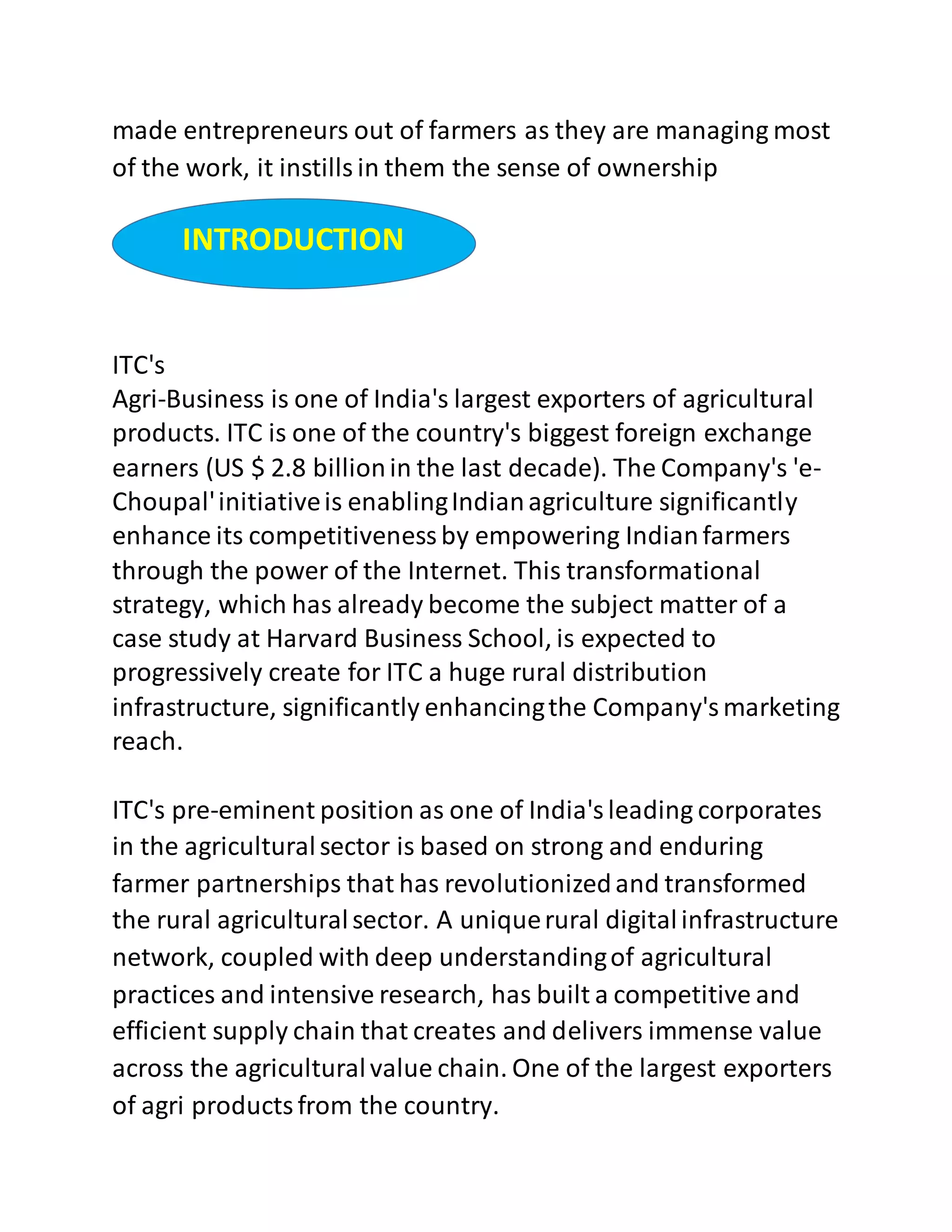 Itc rural marketing | DOCX