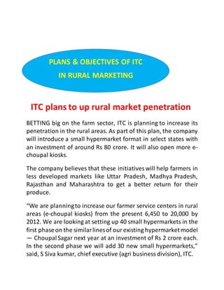 Itc rural marketing | DOCX