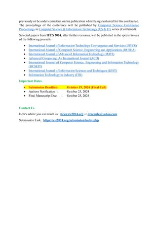 13th International Conference on Information Technology Convergence and Services (ITCS 2024) | PDF