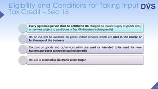 Input Tax Credit under GST | PPTX