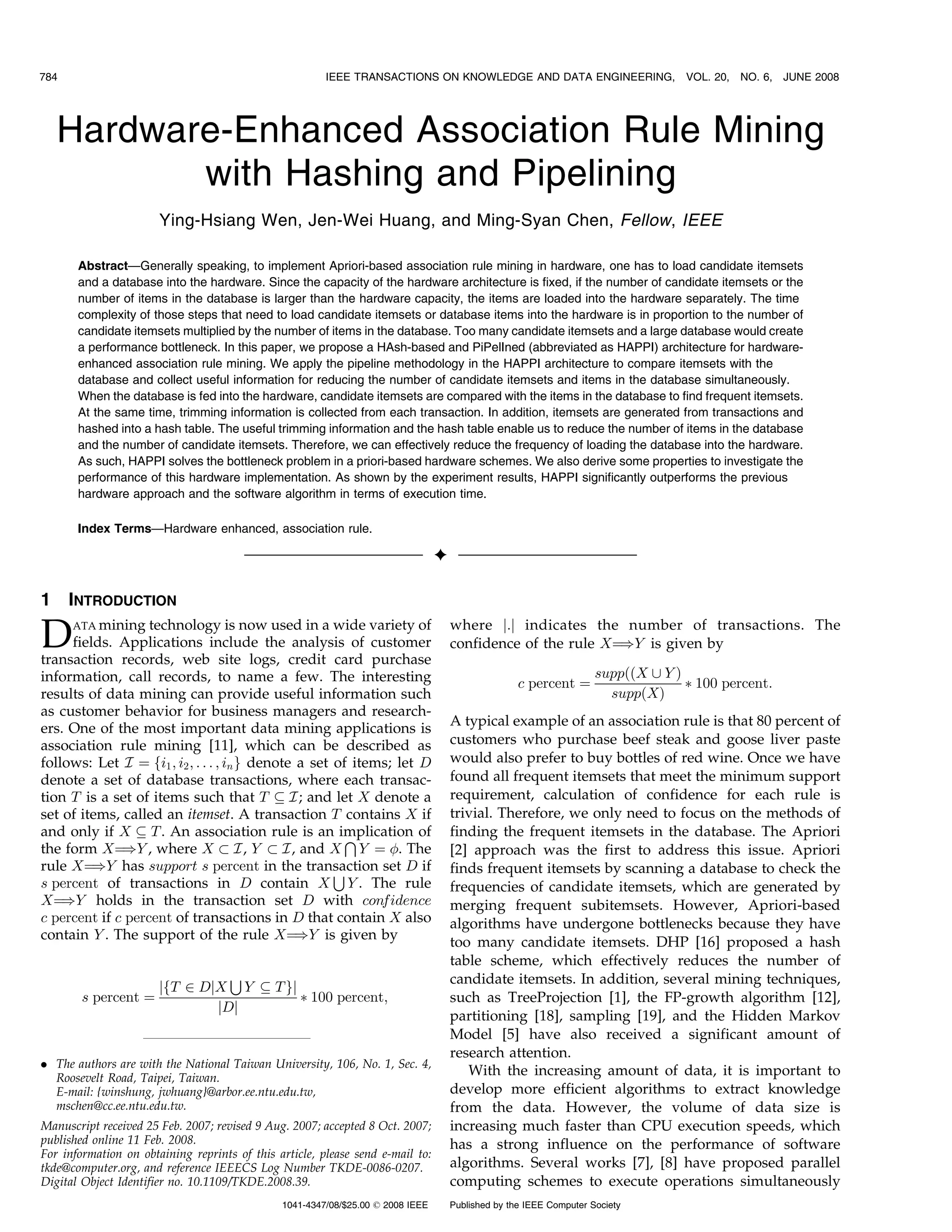 Hardware Enhanced Association Rule Mining Pdf
