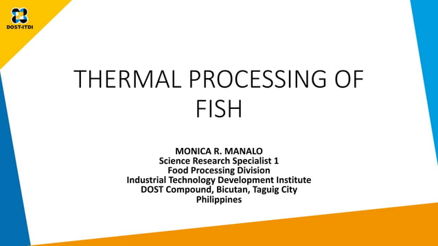 ITDI Thermal Processing of Fish 03-26-2021.pdf | Cooking | Food & Drink