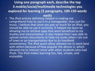 Alaina Moguel Itec 299 Synthesis For Learning | PPT