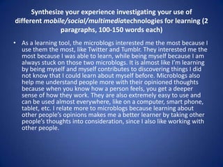 Alaina Moguel Itec 299 Synthesis For Learning | PPT