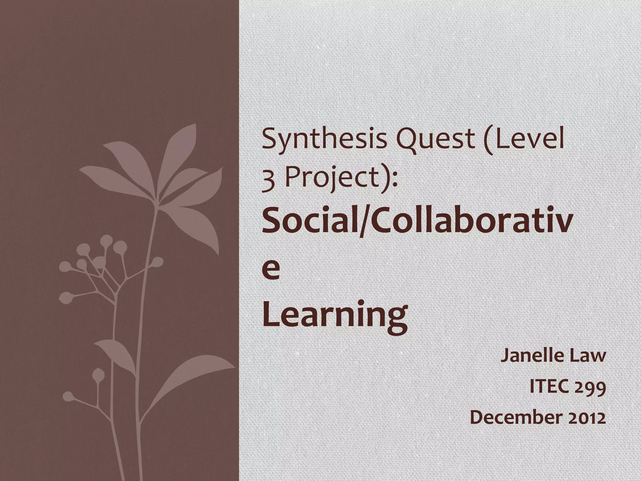 ITEC299: Janelle Law- Social/Collaborative Learning | PPT