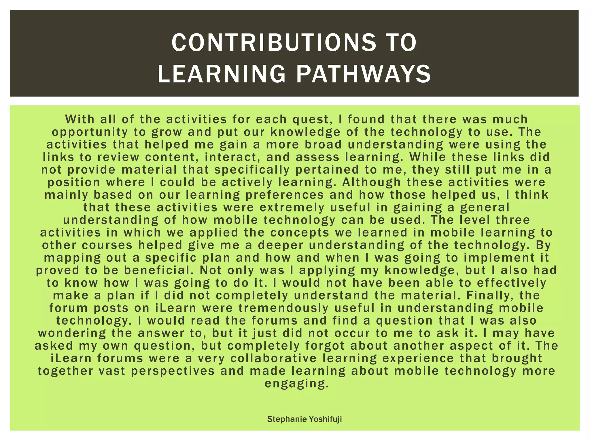 Itec 299 synthesis quest - mobile learning | PPTX