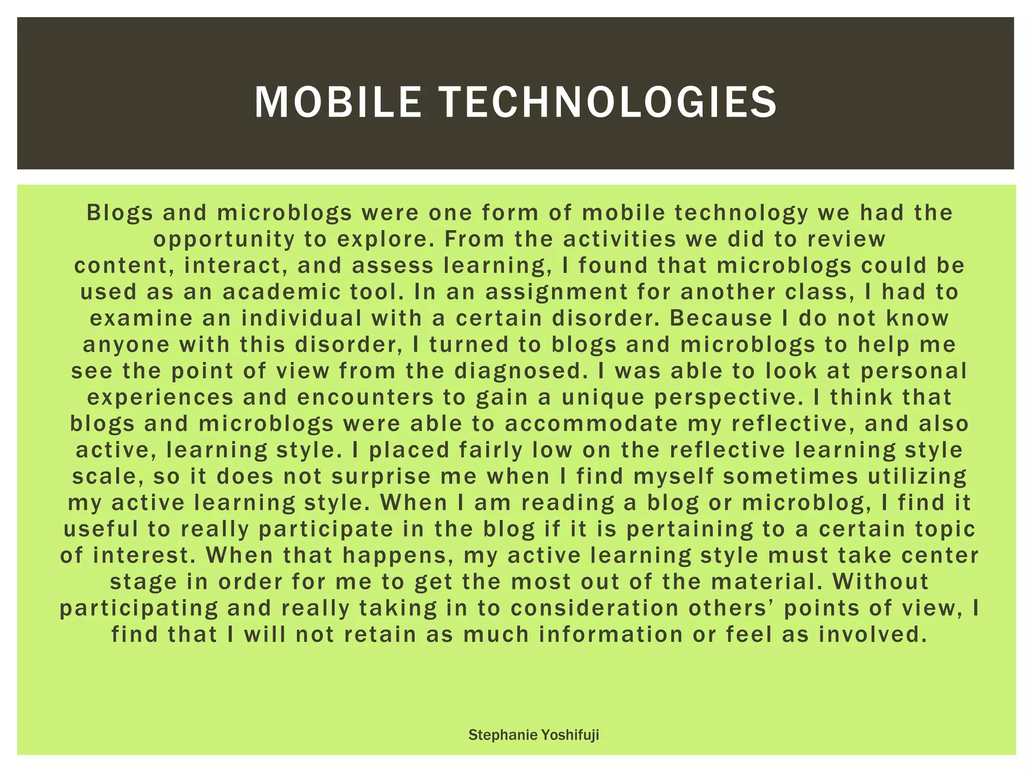 Itec 299 synthesis quest - mobile learning | PPTX
