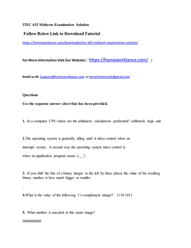 Itec 625 midterm examination solution | PDF