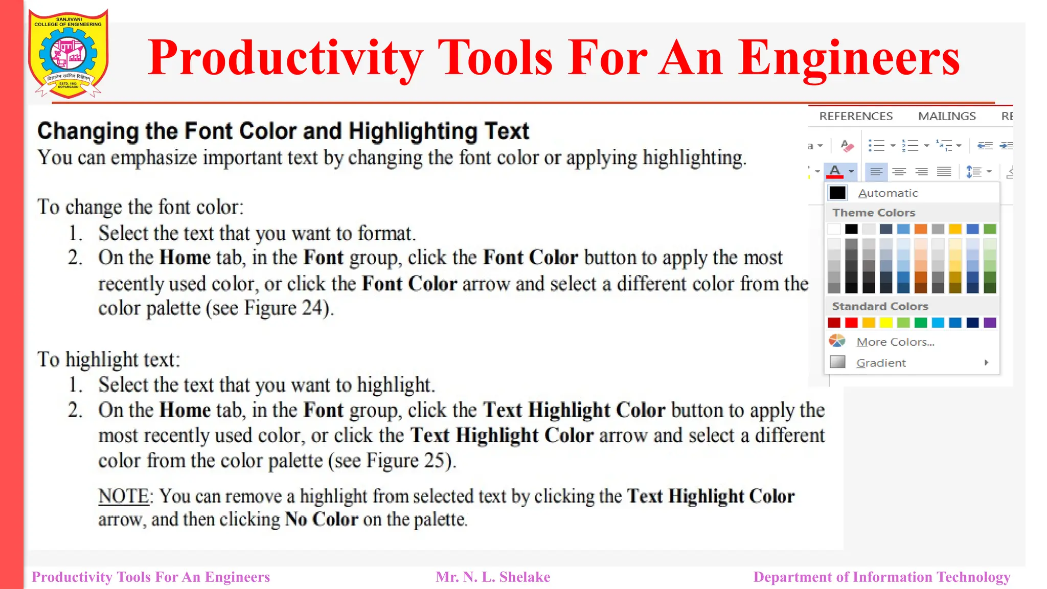 ITE Course Unit 1Productivity Tools For An Engineers | PPTX