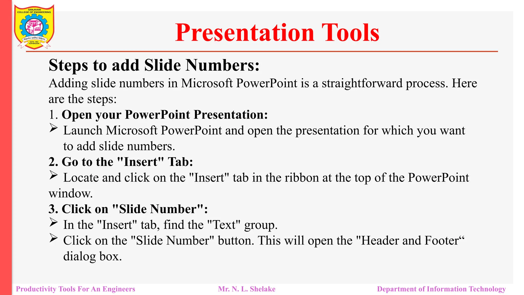 ITE Course Unit 1Productivity Tools For An Engineers | PPTX