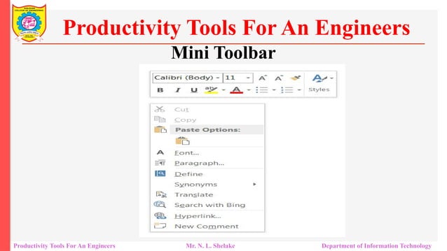 ITE Course Unit 1Productivity Tools For An Engineers | PPTX | Desktop ...