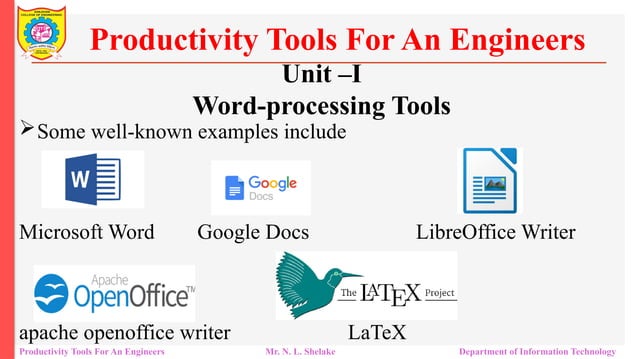 ITE Course Unit 1Productivity Tools For An Engineers | PPTX | Desktop ...