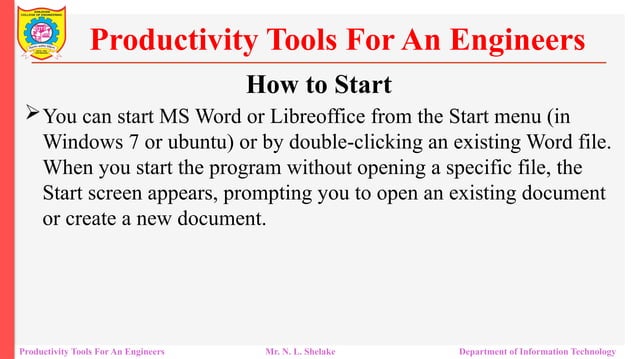 ITE Course Unit 1Productivity Tools For An Engineers | PPTX | Desktop ...