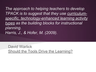 Itec tpack activities - tools | PDF