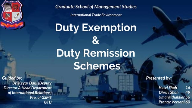 Duty Exemption & Duty Remission Schemes (International Trade ...