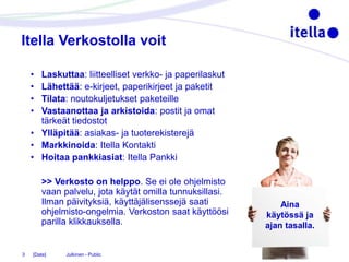 Itella Verkosto - Itellan palvelu pienyrittäjille | PPTX