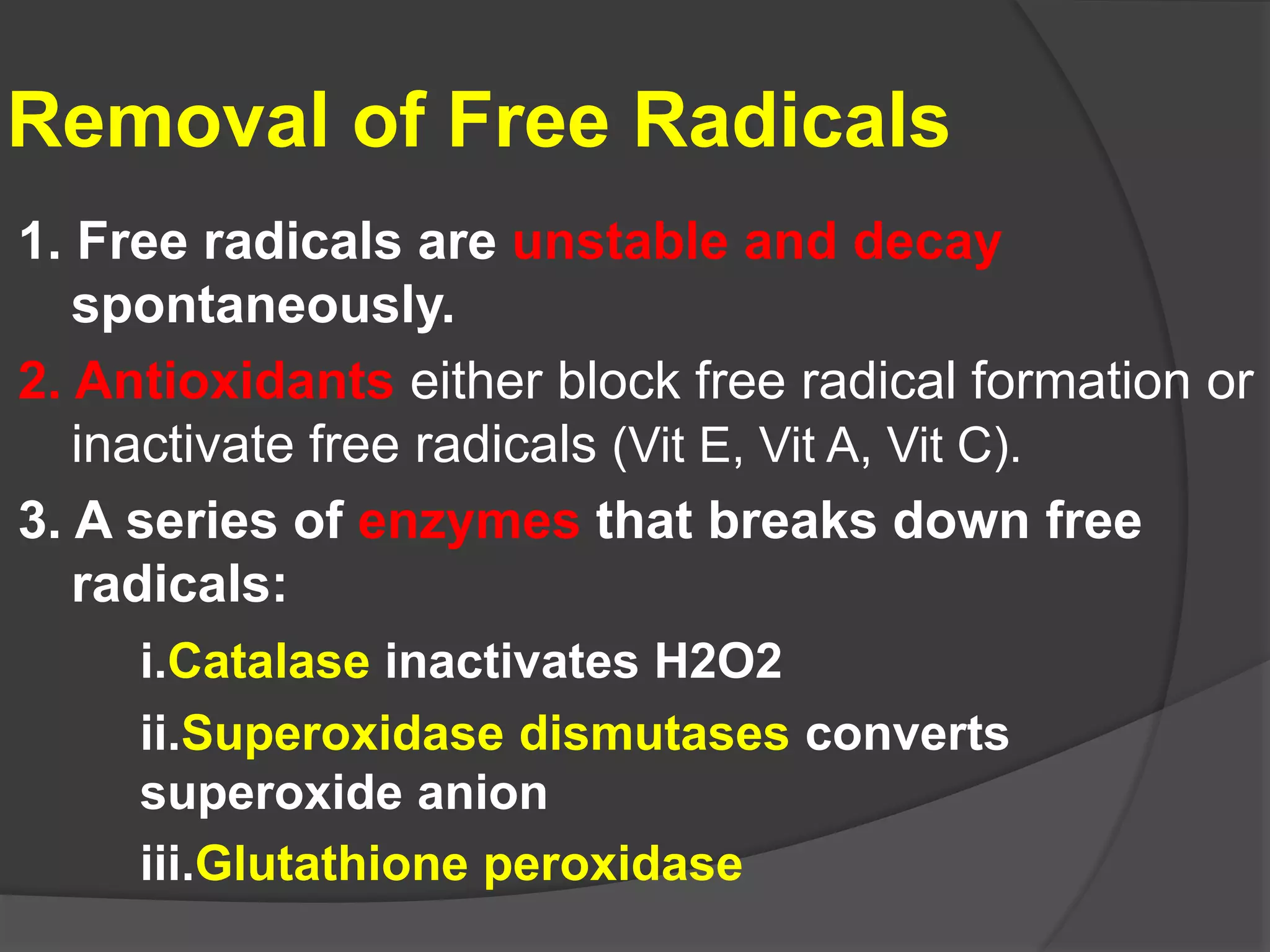 irreversible cell injury, necrosis, apoptosis, free radicles ...