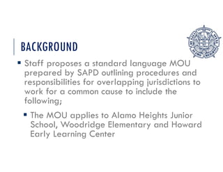 Item # 11 - PPT SAPD School Resource Officer MOU | PDF | Law