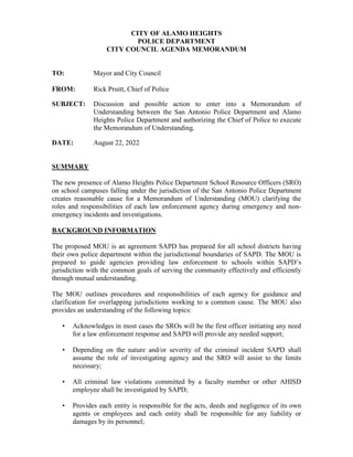 Item # 11 - SAPD School Resource Officer Memorandum of Understanding | PDF
