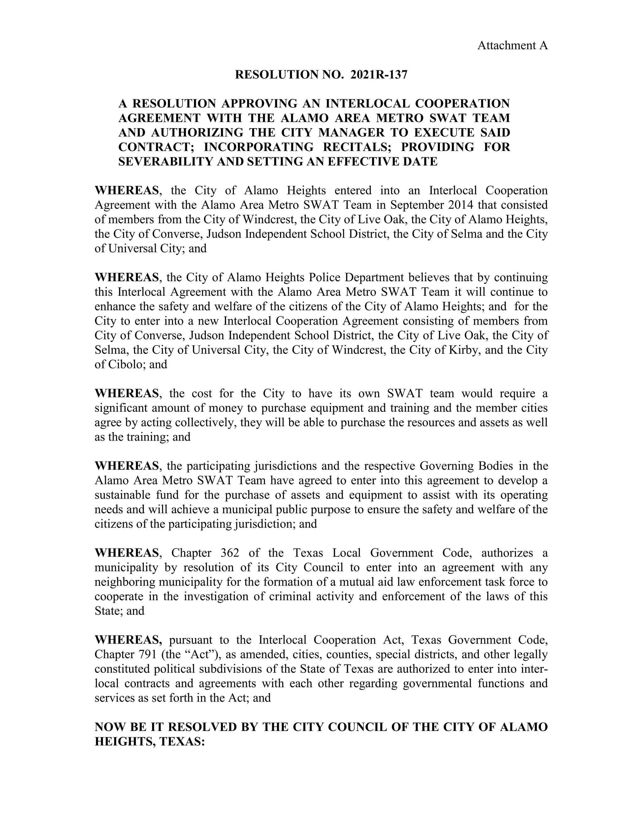 Item # 12 - Alamo Area metro SWAT team ILA | PDF