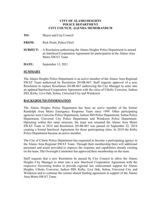 Item # 12 - Alamo Area metro SWAT team ILA | PDF