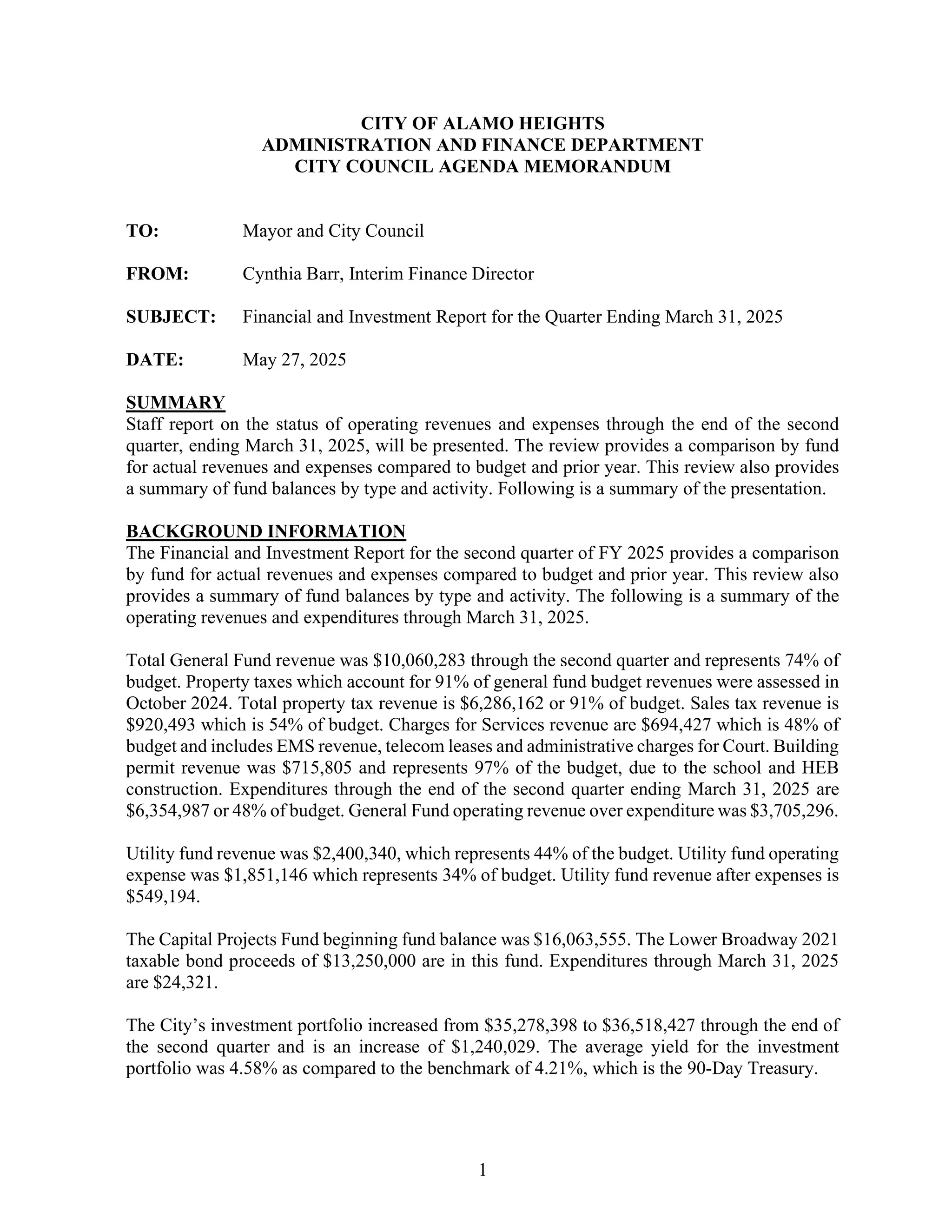 Item # 13 - 2nd Qtr Financial & Inv. Report | PDF