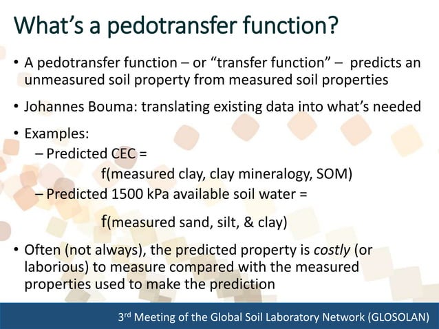 Item 18 pedotransfer functions of wb to predict dc revised | PPT