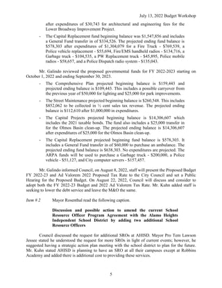 Item # 1c - July 13, 2022 Budget WS Minutes | PDF