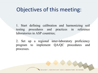 Introduction to GLOSOLAN and SEALNET, the Regional Soil Laboratory ...