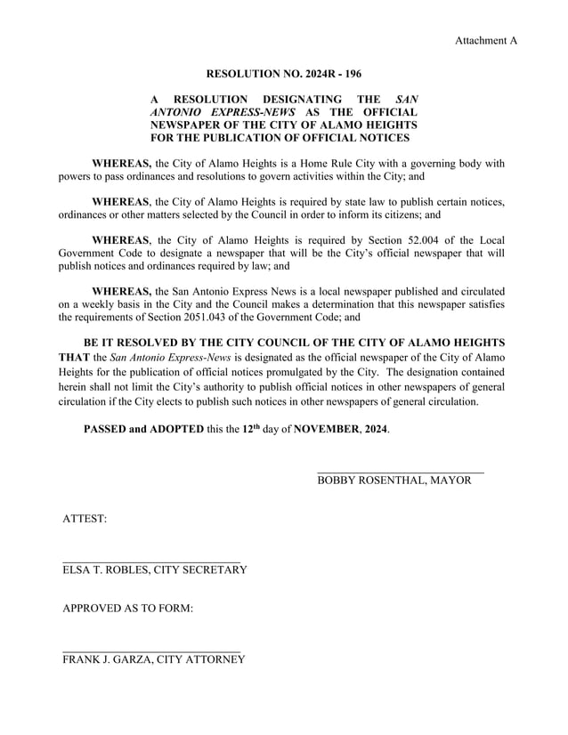 Item # 4 - Official Newspaper Designation | PDF