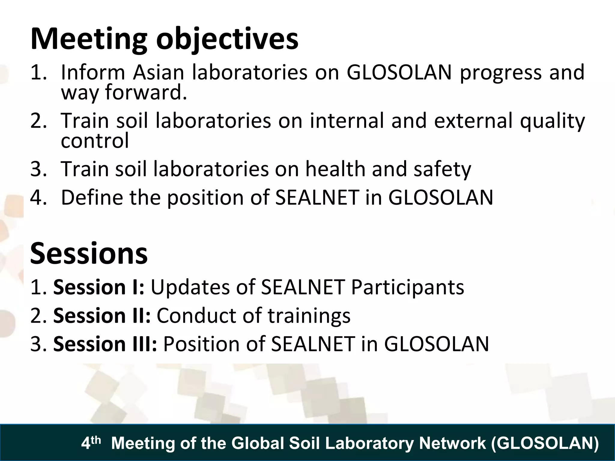 Item 4. Report from the Asian Soil Laboratory Network (SEALNET) | PPTX