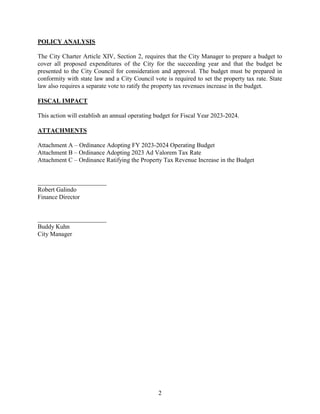 Item # 5 - Budget and Tax Ordinances | PDF