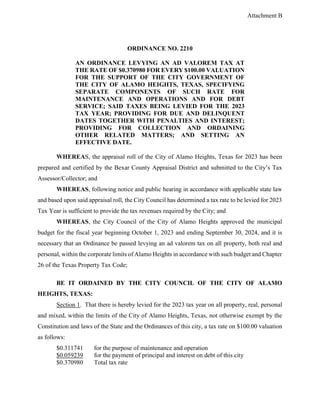 Item # 5 - Budget and Tax Ordinances | PDF