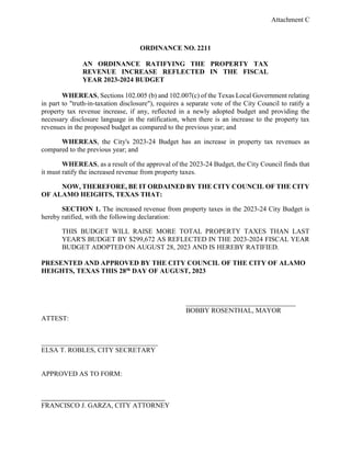 Item # 5 - Budget and Tax Ordinances | PDF