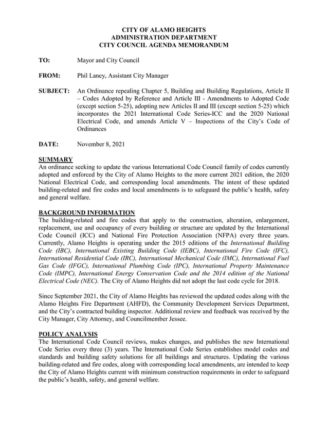 Item # 5 & 6 - ICC code adoption | PDF
