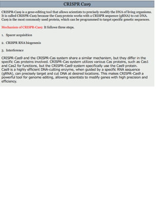 CRISPR Cas System: how crispr cas work mechanism history | PDF
