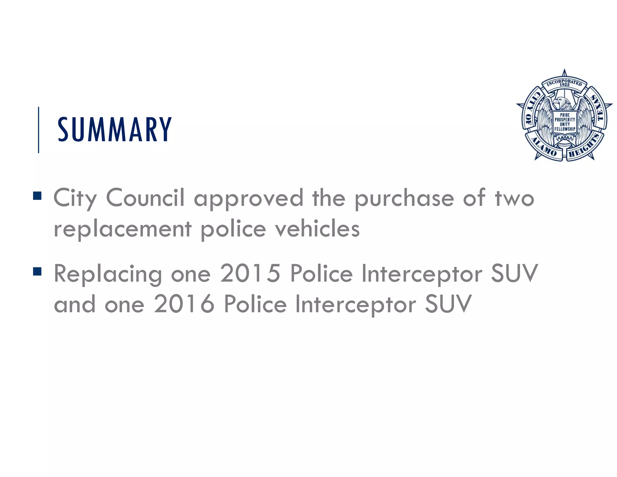 Item # 6 - PPT Purchase of Police Patrol Vehicles | PPT