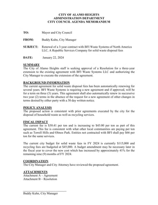 Item # 6 - Solid Waste Disposal Fees BFI Waste Systems | PDF