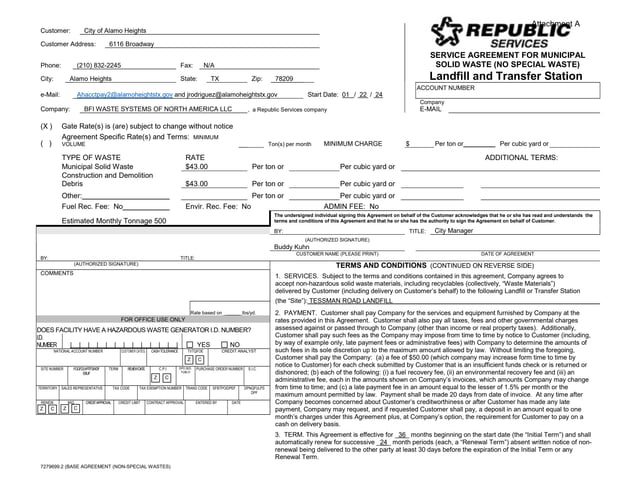 Item # 6 - Solid Waste Disposal Fees BFI Waste Systems | PDF