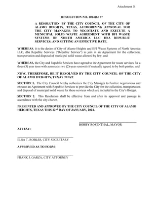 Item # 6 - Solid Waste Disposal Fees BFI Waste Systems | PDF