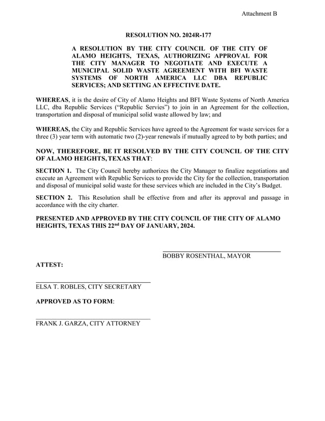 Item # 6 - Solid Waste Disposal Fees BFI Waste Systems | PDF