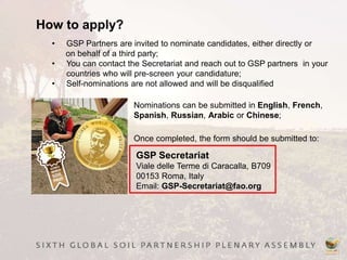 Report on the Glinka World Soil Prize: for information and decision ...